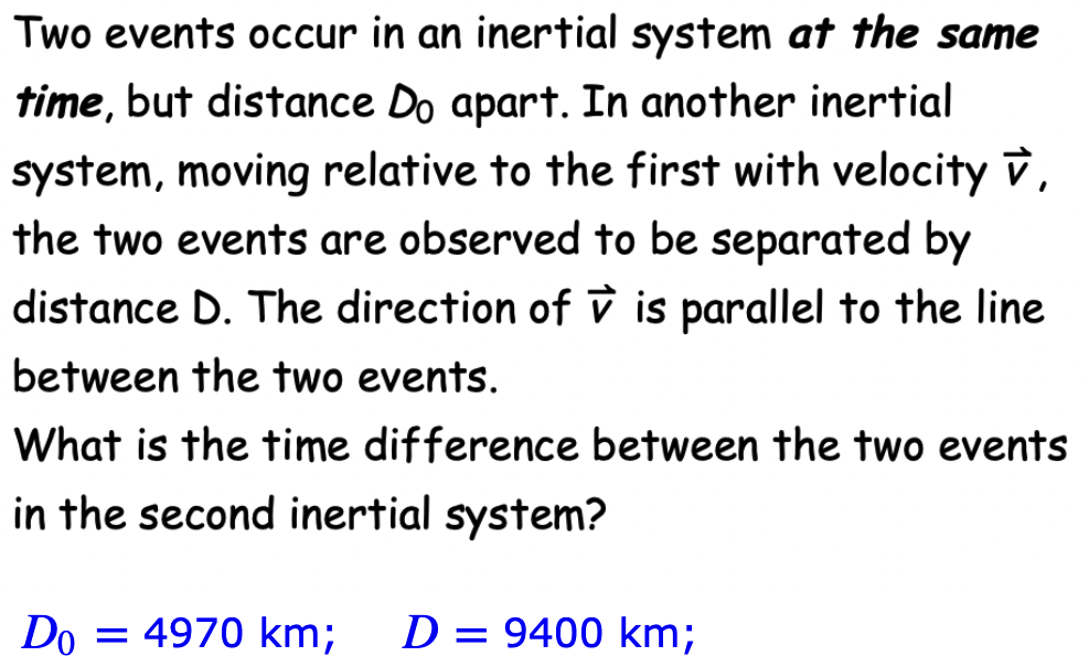 Solved Two events occur in an inertial system at the same | Chegg.com