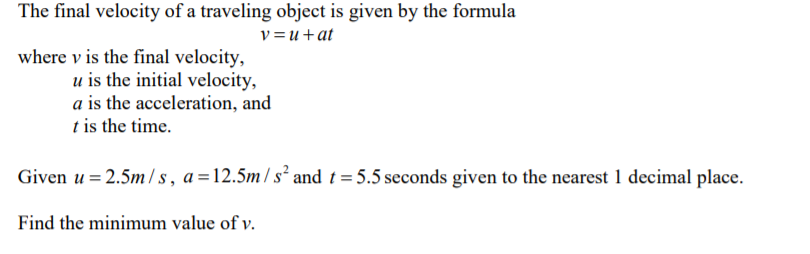 Solved The final velocity of a traveling object is given by | Chegg.com