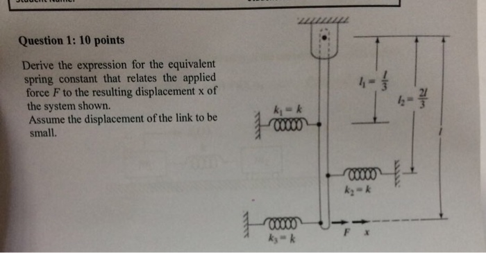 Solved Derive the expression for the equivalent spring | Chegg.com Solved Derive the expression for the equivalent spring | Chegg.com