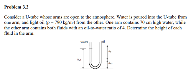 Solved Consider a U-tube whose arms are open to the | Chegg.com