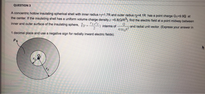Solved QUESTION 3 A concentric hollow insulating spherical | Chegg.com