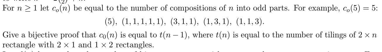 Solved For n≥1 let co(n) be equal to the number of | Chegg.com