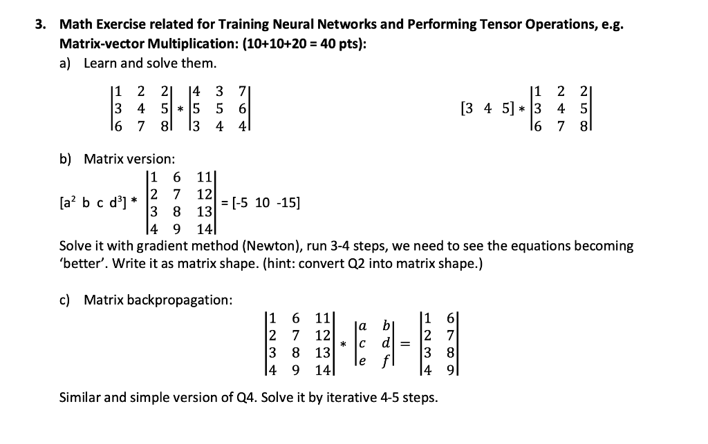 3. Math Exercise related for Training Neural Networks | Chegg.com