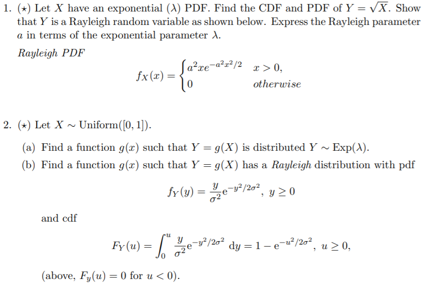 Solved 1. (*) Let X have an exponential (1) PDF. Find the | Chegg.com