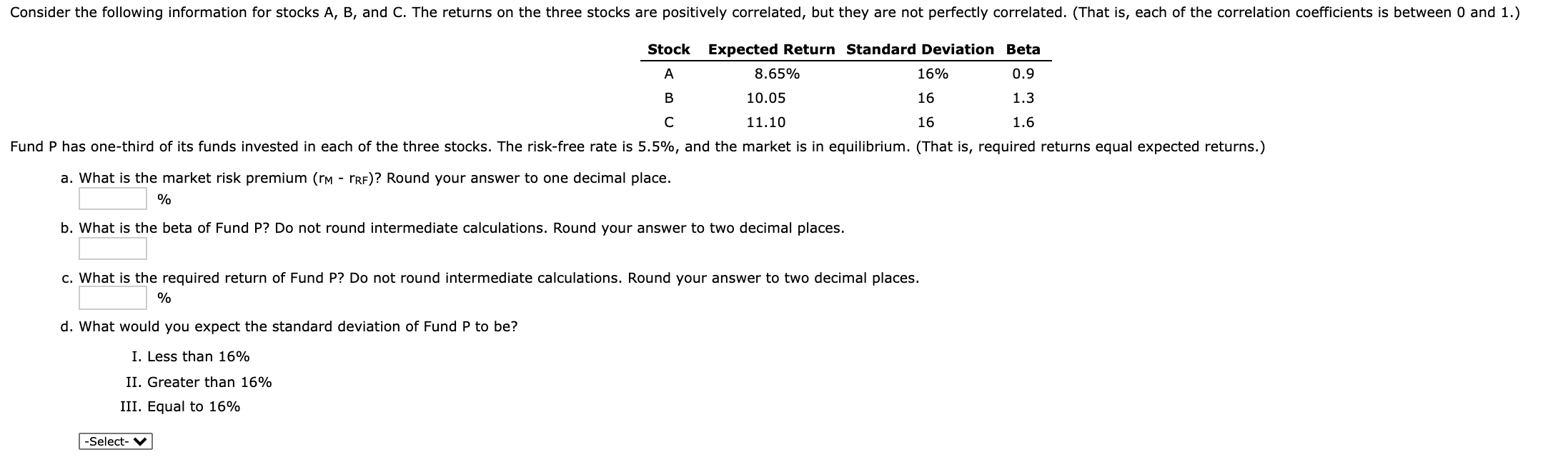 Solved Consider the following information for stocks B, and | Chegg.com