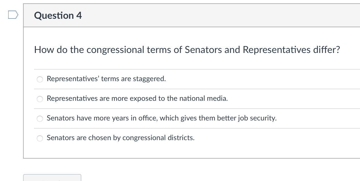 How do the congressional terms of Senators and | Chegg.com
