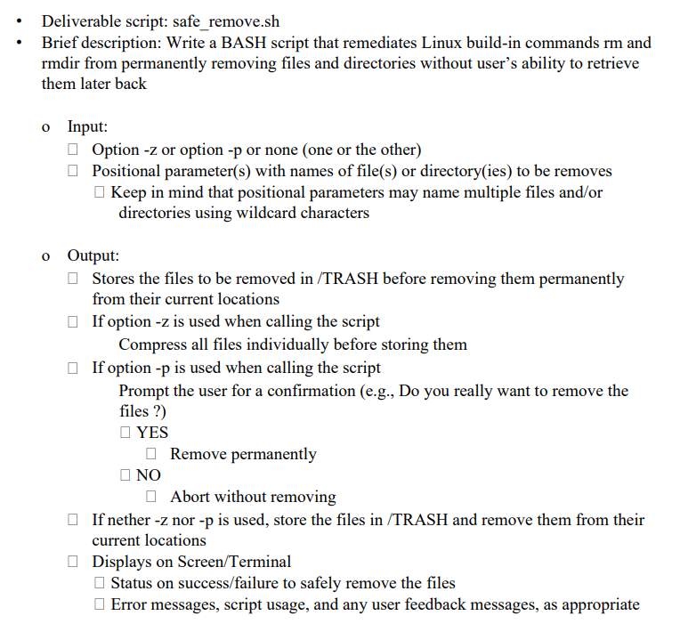 Solved Deliverable script: safe_remove.sh Brief description: | Chegg.com