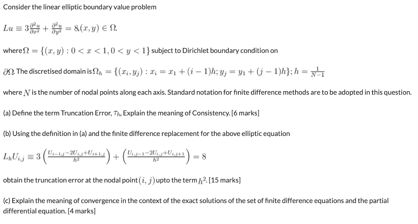 Solved Consider The Linear Elliptic Boundary Value Problem
