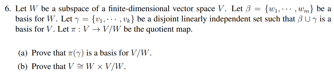 Solved 6. Let W be a subspace of a finite-dimensional vector | Chegg.com