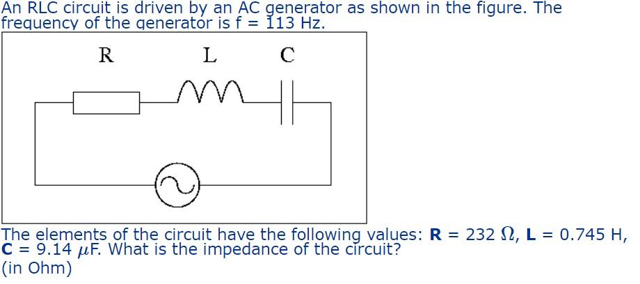 Solved An RLC circuit is driven by an AC generator as shown | Chegg.com
