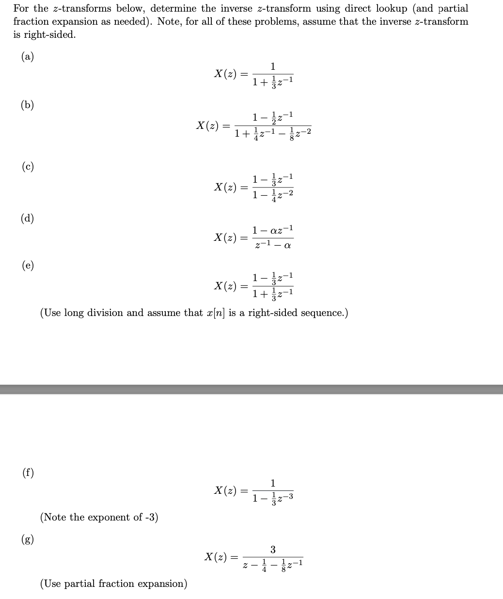 Solved For the z-transforms below, determine the inverse | Chegg.com