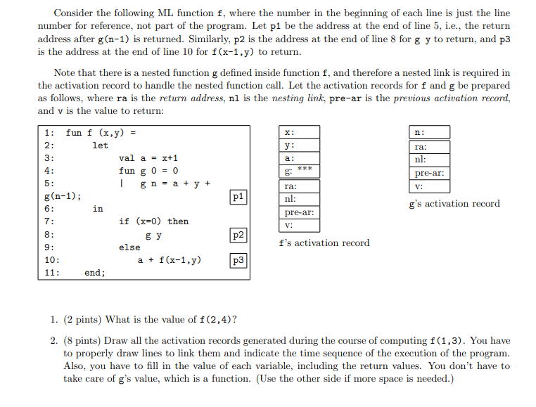 Solved Consider The Following Ml Function F Where The 