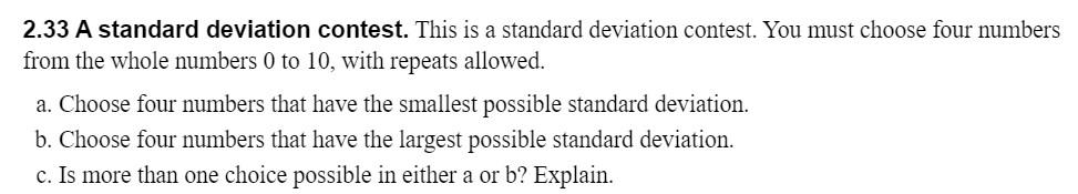 Solved 2.33 A standard deviation contest. This is a standard | Chegg.com