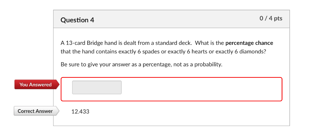 Solved Question4 0/4 pts A 13-card Bridge hand is dealt from | Chegg.com