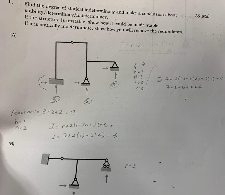 Solved id the degree of statical indeterminacy and make a | Chegg.com