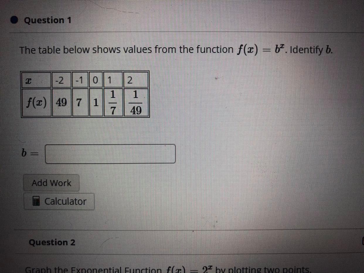 Solved Question 1 The table below shows values from the | Chegg.com