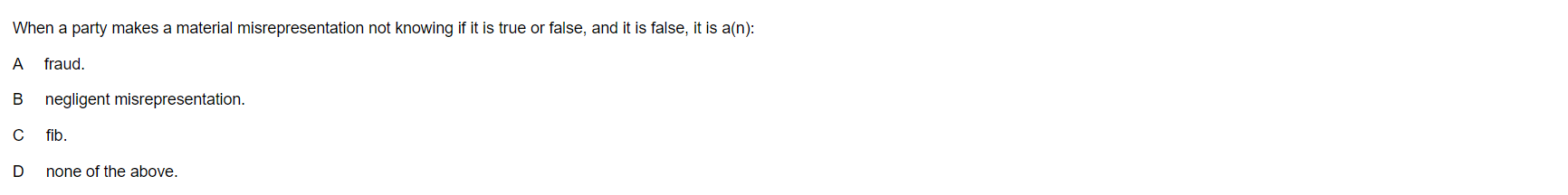 Solved When a party makes a material misrepresentation not | Chegg.com