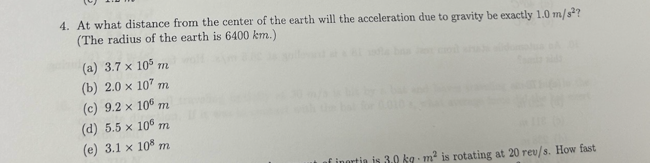 Solved At what distance from the center of the earth will | Chegg.com