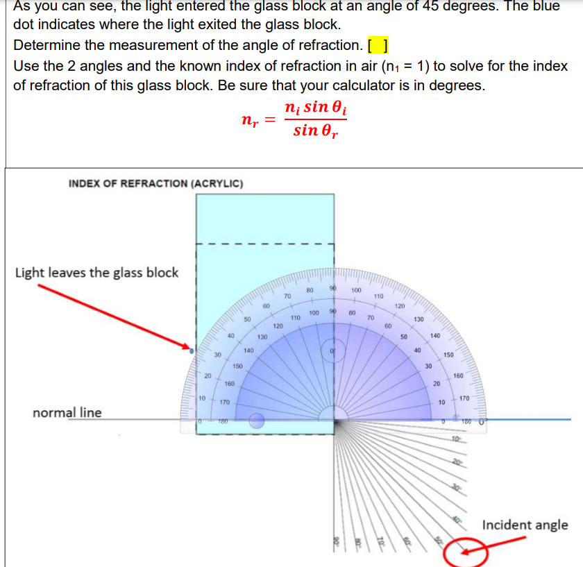 Solved As you can see, the light entered the glass block at | Chegg.com