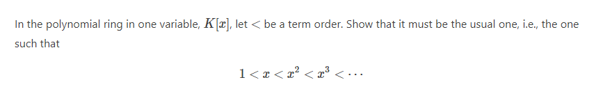 Solved In the polynomial ring in one variable, K[2], let | Chegg.com