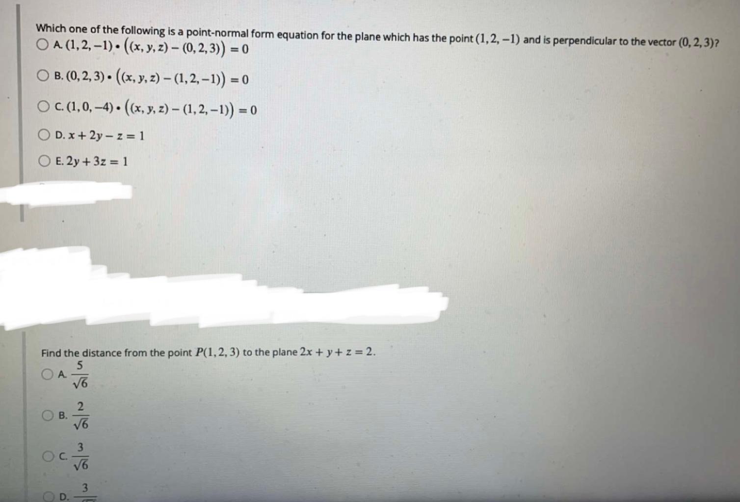 Solved Which one of the following is a point-normal form | Chegg.com