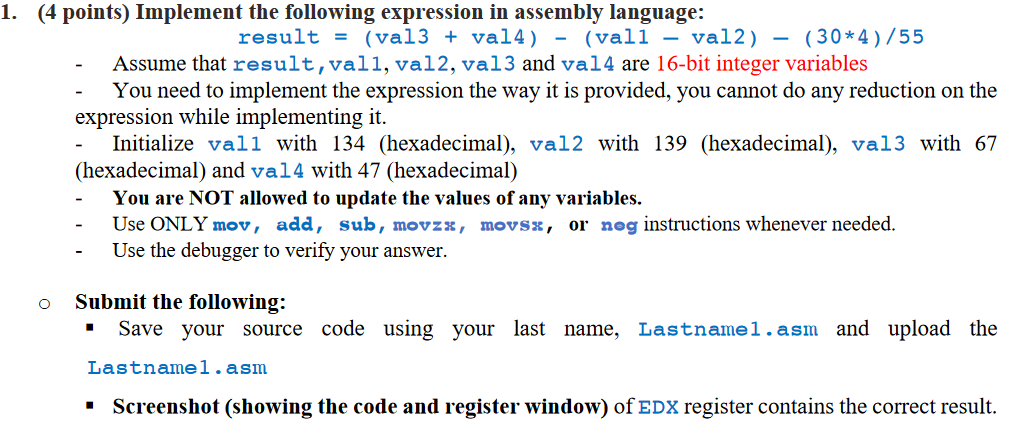 Solved (4 points) Implement the following expression in | Chegg.com