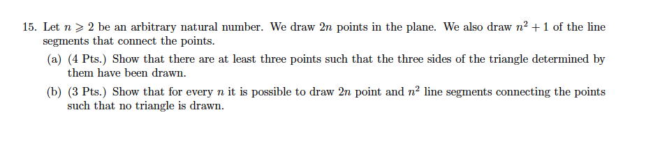 Solved 15. Let n > 2 be an arbitrary natural number. We draw | Chegg.com