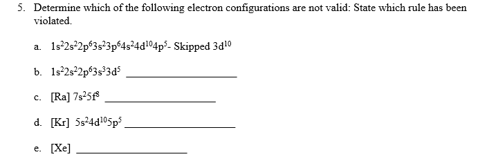 Solved 5. Determine which of the following electron | Chegg.com