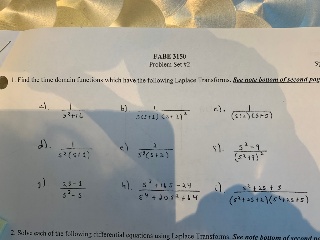 Solved FABE 3150 Problem Set #2 1. Find the time domain | Chegg.com
