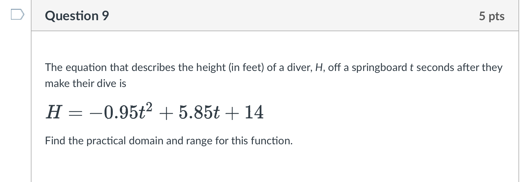 Solved The equation that describes the height (in feet) of a | Chegg.com