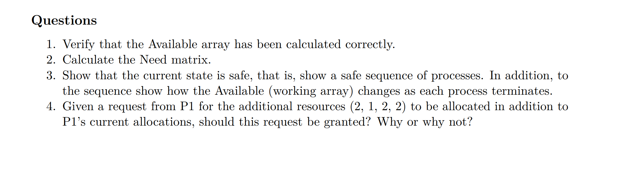 Solved 2 Banker's Algorithm (Resource Allocation Denial) | Chegg.com