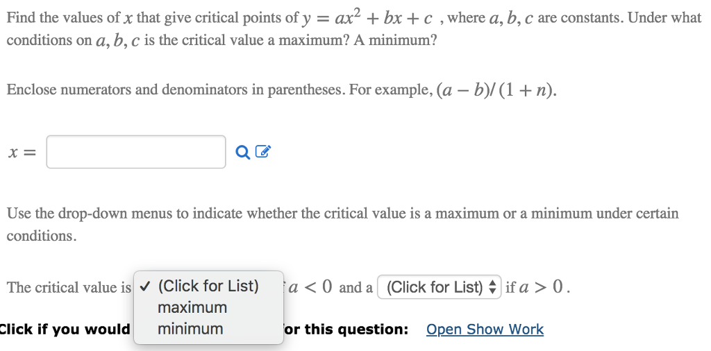 Solved Find the values of x that give critical points of y | Chegg.com