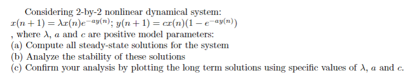 Solved Considering 2-by-2 nonlinear dynamical system: | Chegg.com