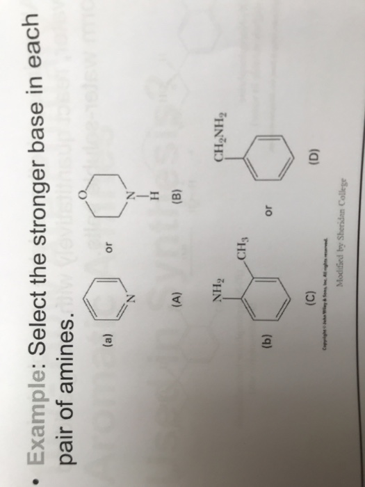 Solved Example: Select the stronger base in each pair of | Chegg.com