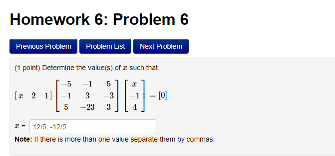 Solved Homework 6 Problem 6 Previous Problem Problem List