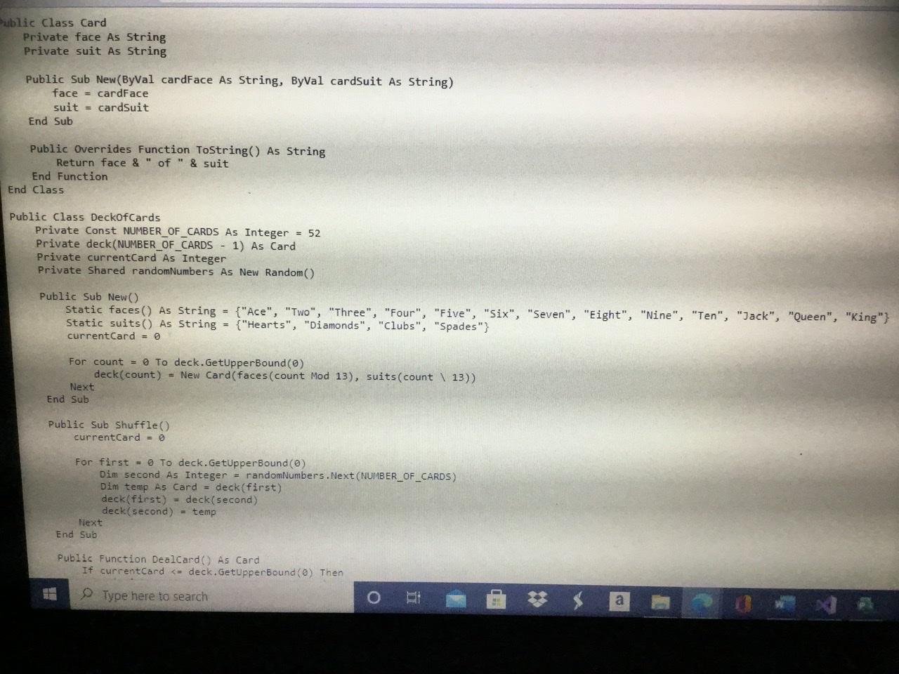 I need the code and steps to Create Deck Of Cards | Chegg.com