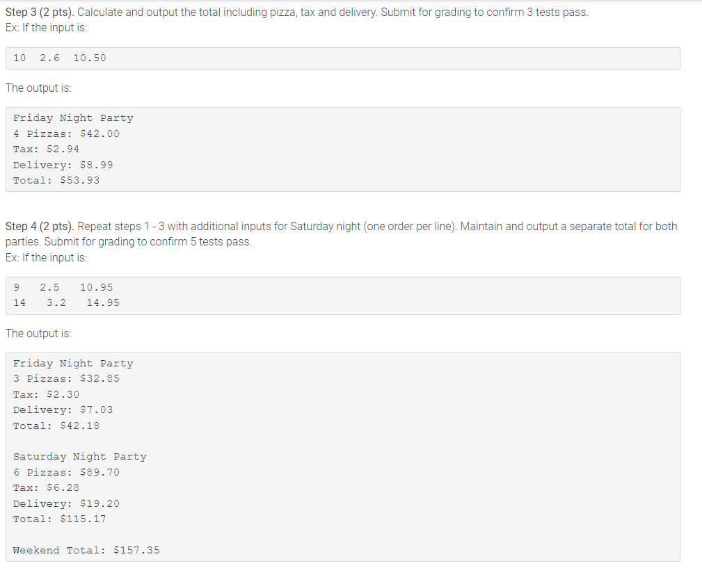 Solved 2.18 LAB*: Program: Pizza party weekend Program | Chegg.com