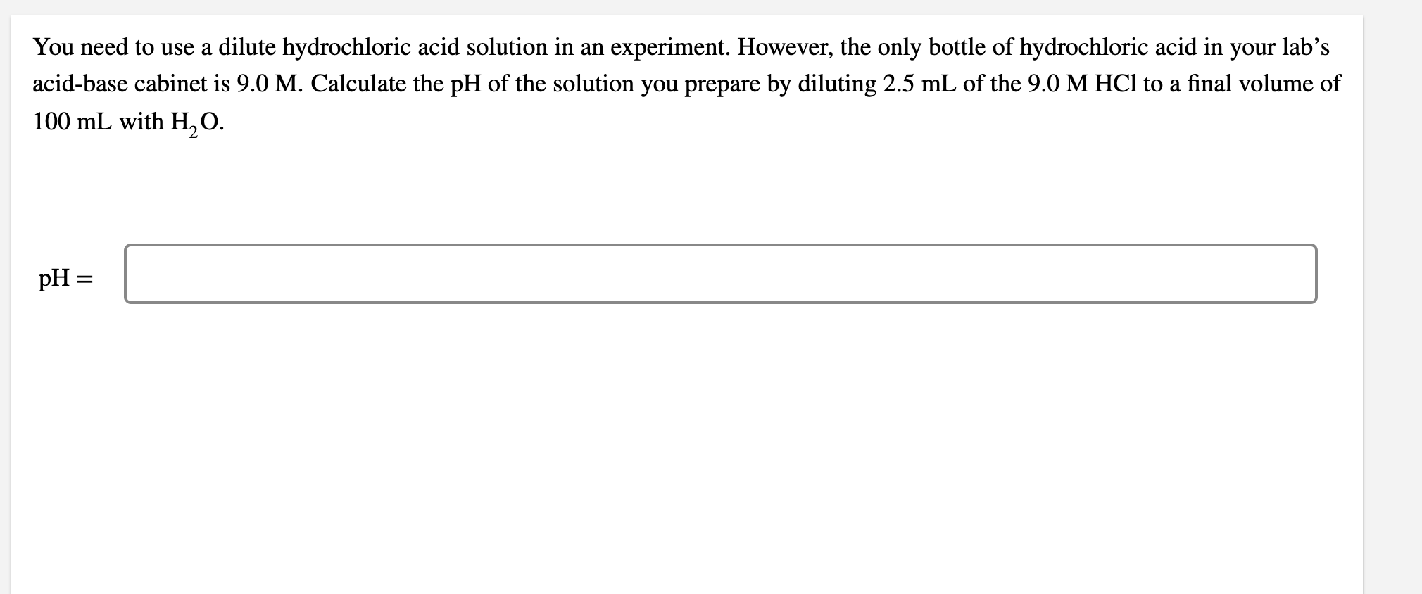 Solved You need to use a dilute hydrochloric acid solution | Chegg.com