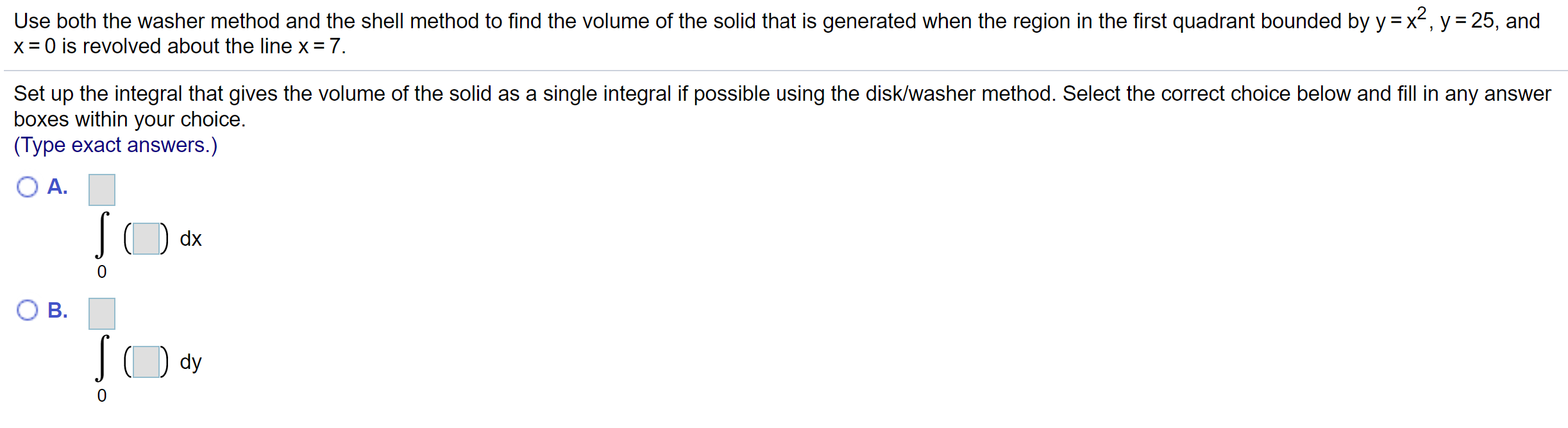 Solved Use both the washer method and the shell method to | Chegg.com