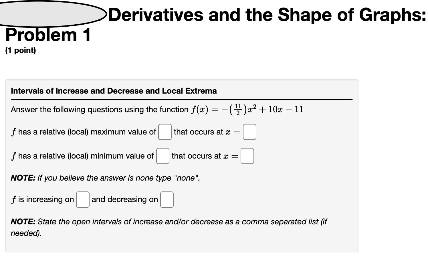 Solved Derivatives and the Shape of Graphs: Problem 1 (1 | Chegg.com