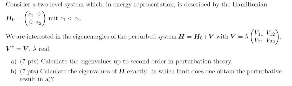 Solved Consider a two-level system which, in energy | Chegg.com