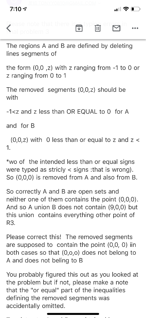 Solved 3a. Prove that A = {(x,y,z): z> -1} - {(0,0,z) : -1 | Chegg.com