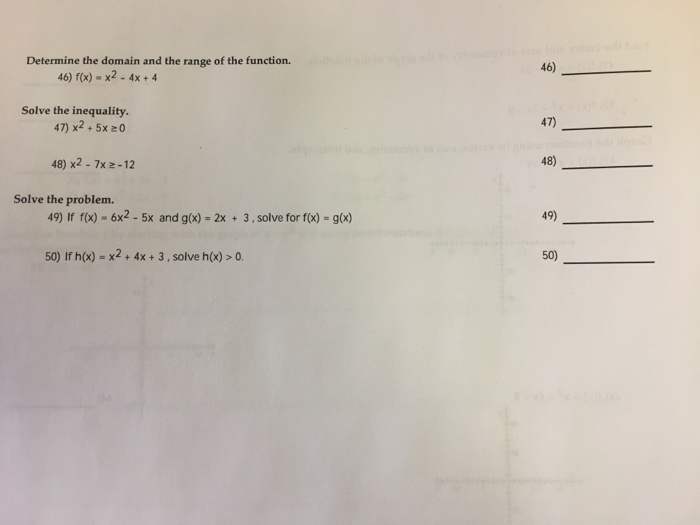 Solved Determine The Domain And The Range Of The Function