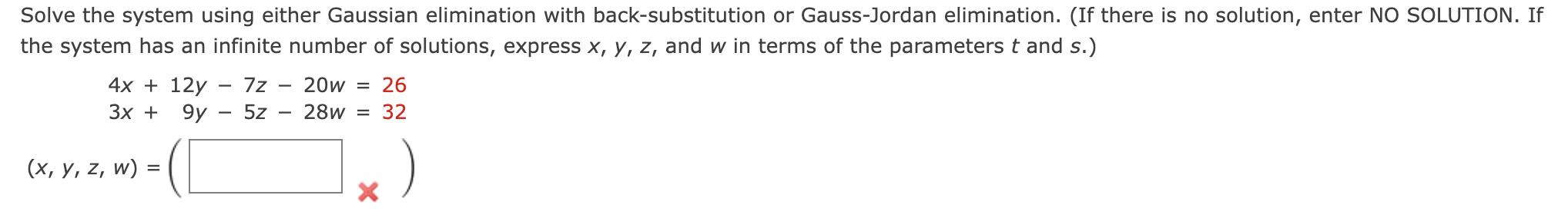 Solved Solve the system using either Gaussian elimination | Chegg.com