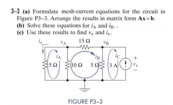 Solved 3-3 (a) Formulate mesh-current equations for the | Chegg.com
