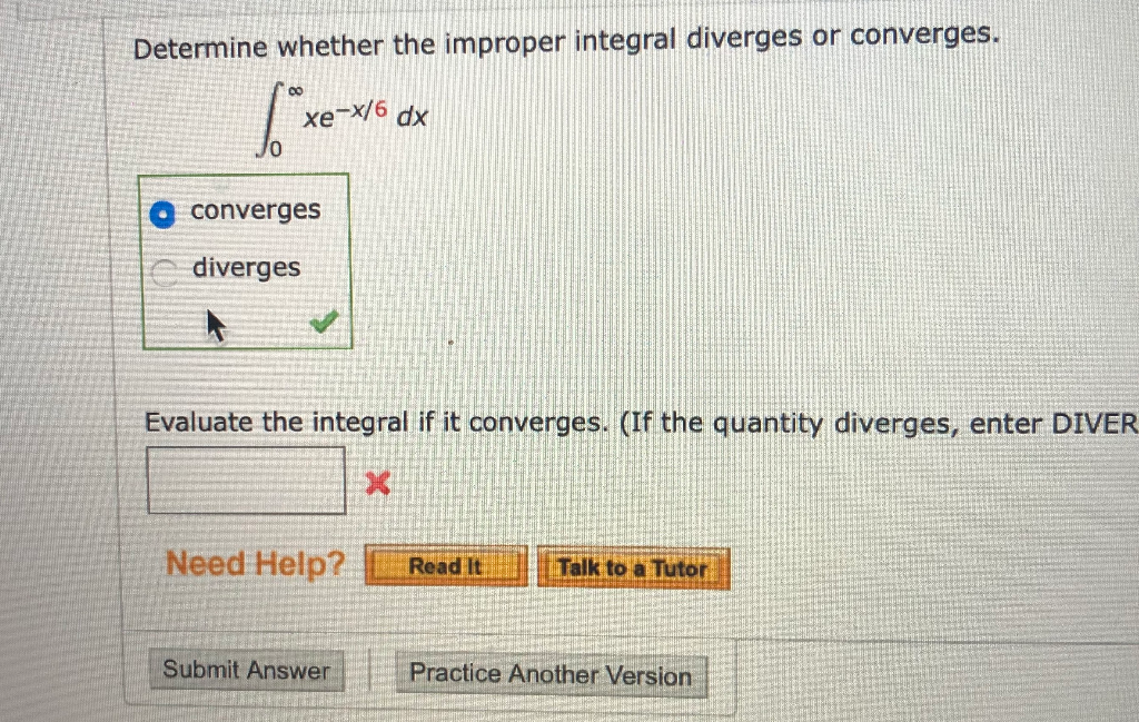 Solved Determine whether the improper integral diverges or | Chegg.com