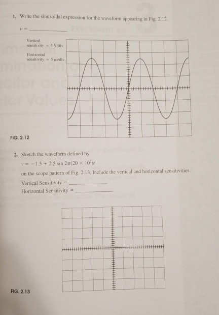 Solved 1. Write the sinusoidal expression for the waveform | Chegg.com