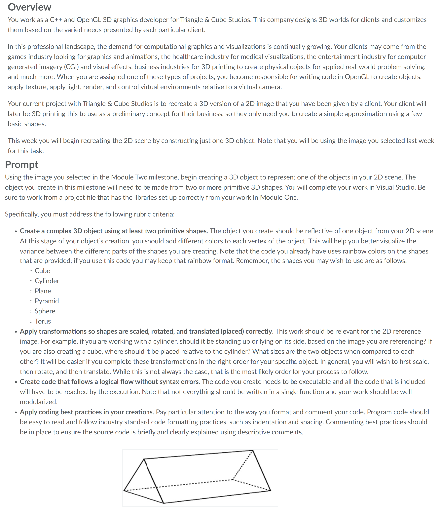Solved Overview You work as a C++ and OpenGL 3D graphics | Chegg.com