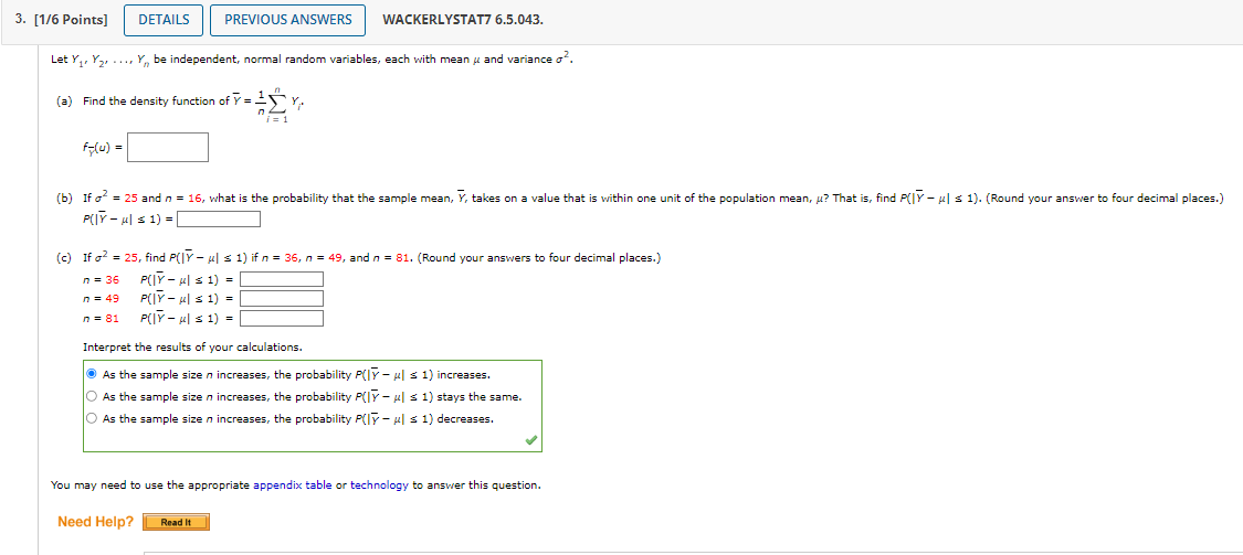 Solved Let Y1,Y2,…,Yn be independent, normal random | Chegg.com