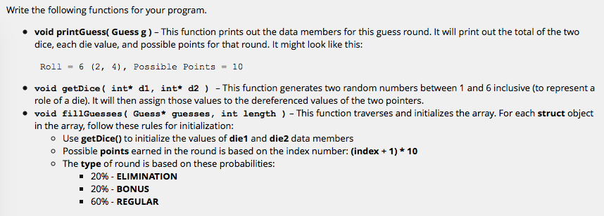 Write the following functions for your program. • | Chegg.com